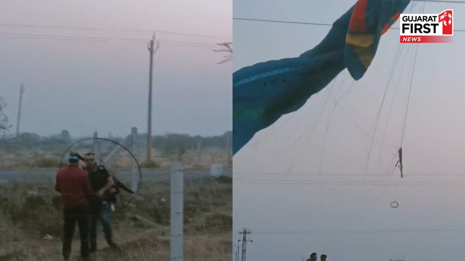 jamnagar: 100 ફૂટ ઊંચાઈએથી પેરાશૂટ સાથે વીજ વાયરમાં ફસાયો યુવક ...